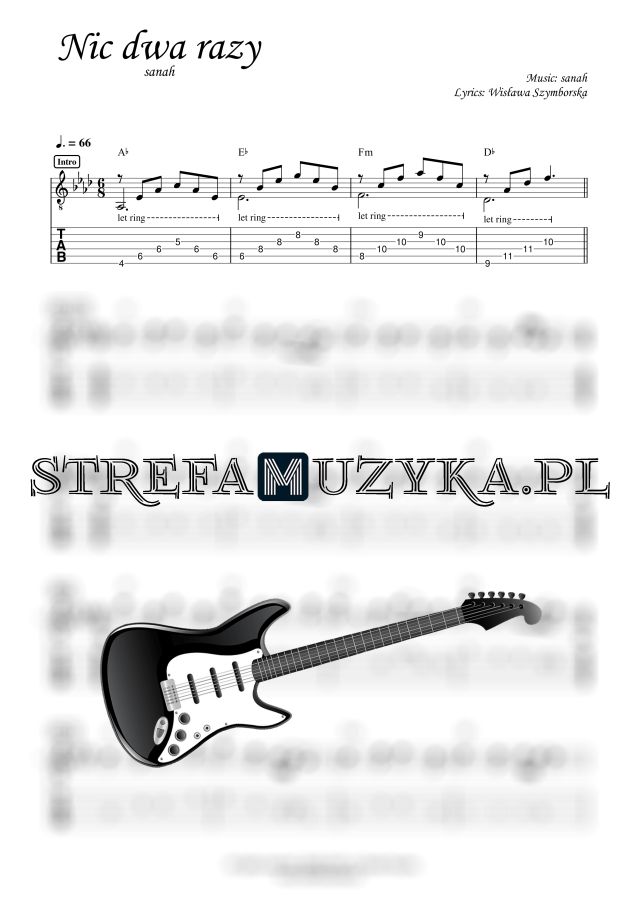 Nic dwa razy - sanah - Gitara - Chords/Guitar Tab - StrefaMuzyka.pl